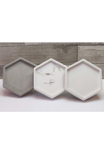 Orange Atelier Beton Altıgen Dekoratif Tabak 3'lü Orange Atelier Beton Altıgen Dekoratif Tabak 3'lü