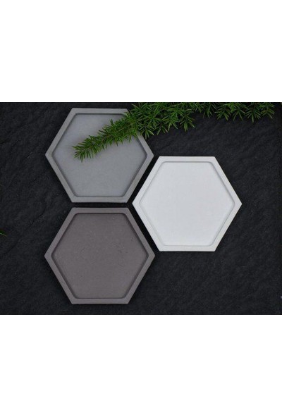 Orange Atelier Beton Altıgen Dekoratif Tabak 3'lü Orange Atelier Beton Altıgen Dekoratif Tabak 3'lü