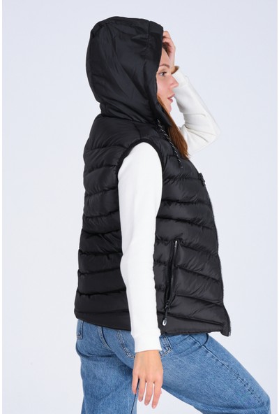 Everest Kadın Jel Dolgu Kapüşonlu Şişme Yelek
