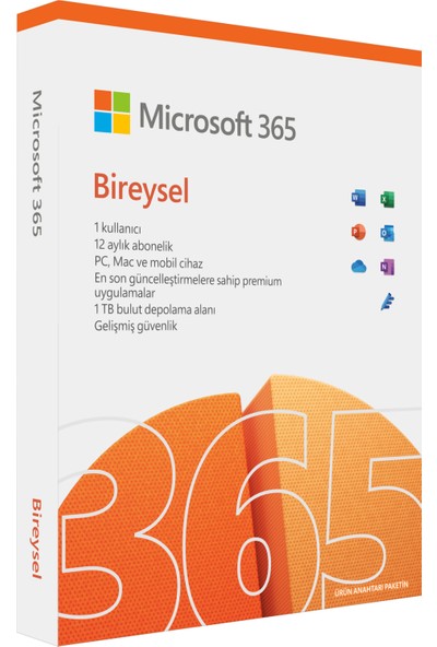 Microsoft 365 Bireysel Türkçe Kutu1 Yıl - QQ2-01451