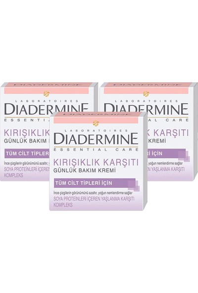 Diadermine Kırışıklık Karşıtı Günlük Bakım Kremi (Tüm Cilt Tipleri) 50 ml x 3 Adet