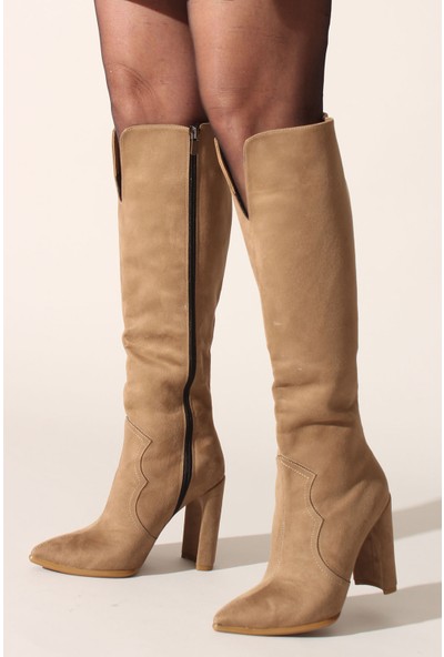 Rovigo Plus Vizon Suet Kadın Çizme
