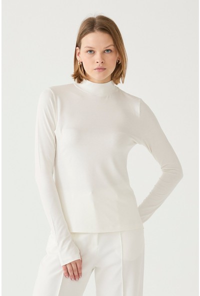 Suud Collection Ekru Parmak Detaylı Pamuklu Bluz