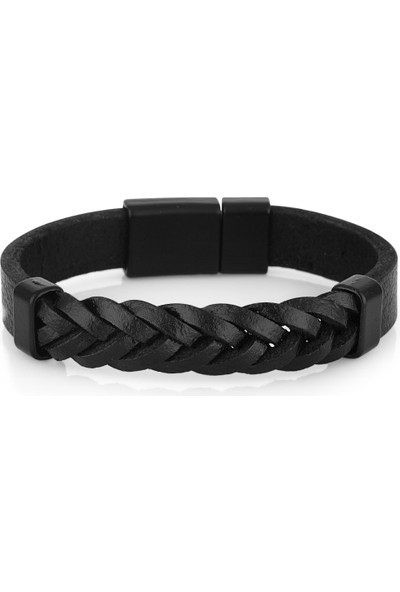 Royal Club De Polo Barcelona Erkek Siyah Deri Bileklik RPJK000801