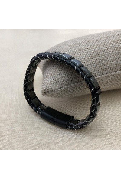 İmran Doğal Taş Hematit Taşlı Doğal Taş Deri Bileklik