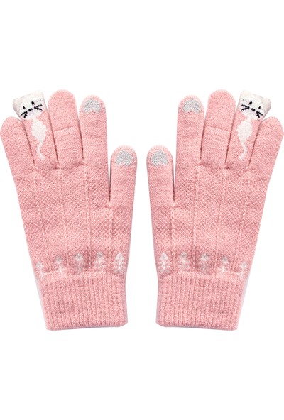 Eternal Kadın Sevimli Karikatür Kediler Tam Parmak Örme Eldiven (Yurt Dışından)