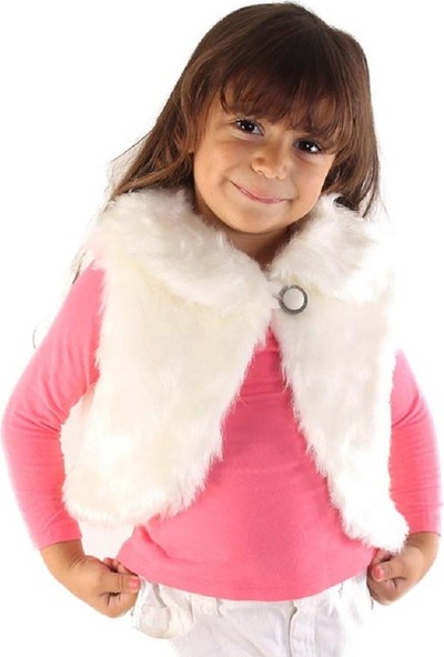 Bani Kids Ekru Peluş Kürklü Yakalı Bolero BND-36299