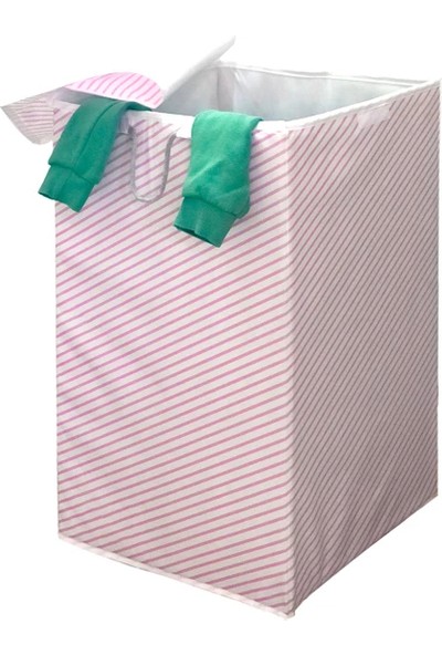 Mia Home Production Pudra Çizgili Kirli Sepeti - Hurç