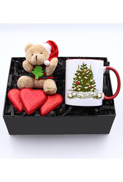 VegaGiftShop Yılbaşı Kupa & Yılbaşı Ayıcık & 3 Adet Kalpli Çikolata Armağan Seti
