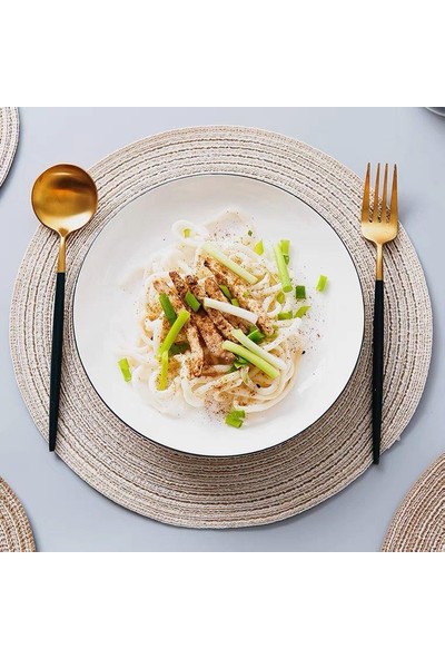 Lisan 6 Lı Hasır Desenli Bej Amerikan Servisi