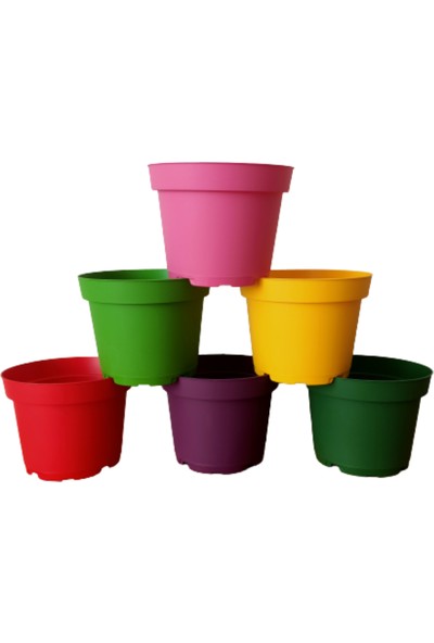 Tuğel Flowers Tuğel Flowers 12 Adet 6 Renkli Plastik Saksı (10.5 Cm.lik)
