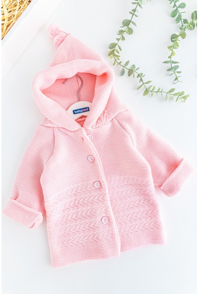 Babymod Kapüşonlu Çift Katlı Triko Kız Bebek Hırka