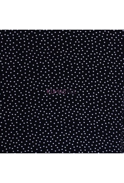 Siyah Zemin Beyaz Puanlı Desen Dijital Baskı Viskon Kumaş