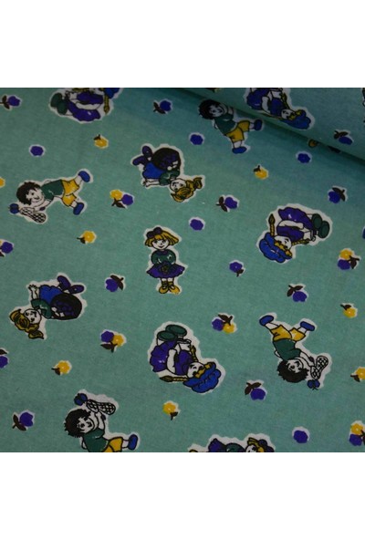 Mint Yeşili Çocuklar Pazen Kumaş