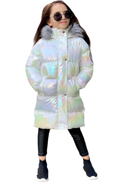 Quzucuk Kids Kız Çocuk Petrol Beyaz Uzun Şişme Mont Quzucuk Kids Kız Çocuk Petrol Beyaz Uzun Şişme Mont