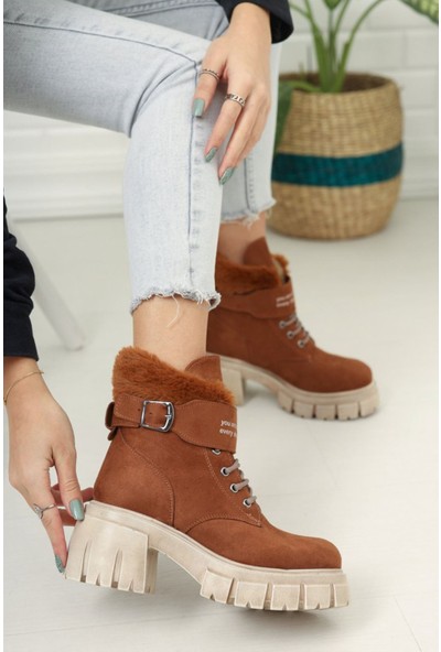 Doçka Kadın Kalın Taban Kürk Detaylı Bot GN2005