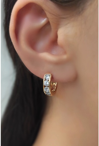 ÇLK Accessories Özel Seri Yuvarlak Taş Halka Küpe TRKÜPE34166 B34003