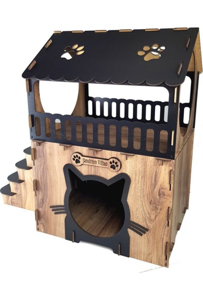 Odgift Teras Katlı Geniş Dayanıklı Kullanışlı Ahşap Kedi Evi Odgift Teras Katlı Geniş Dayanıklı Kullanışlı Ahşap Kedi Evi