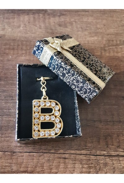 Çilek Home B Harfi Gold Renk Taşlı Anahtarlık Çilek Home B Harfi Gold Renk Taşlı Anahtarlık