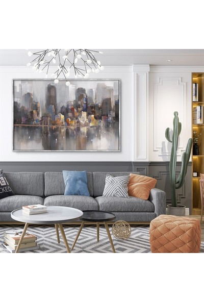 Tablo Life Grey City - Yağlı Boya Dokulu Tablo