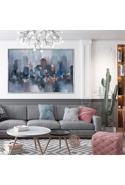 Tablo Life Grey City 2 - Yağlı Boya Dokulu Tablo