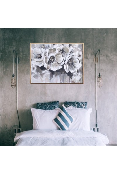 Tablo Life Beyaz Çiçekler - Yağlı Boya Dokulu Tablo