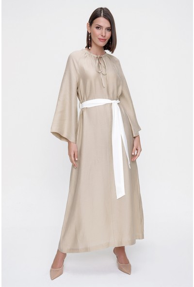 Aker 4193111 Bol Kesim Keten Elbise