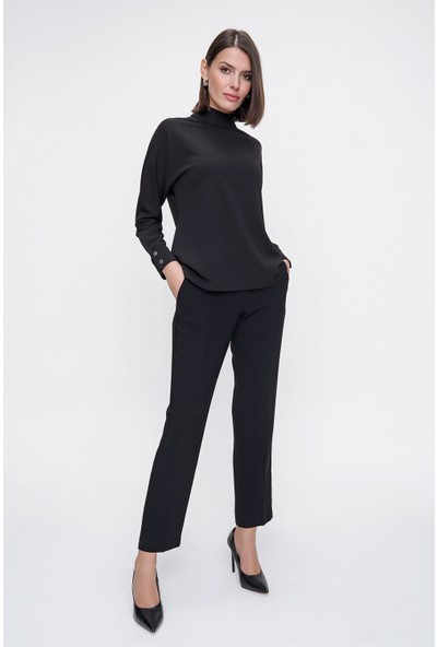 Aker 2223111 Örme Kumaş Yarım Balıkçı Bluz