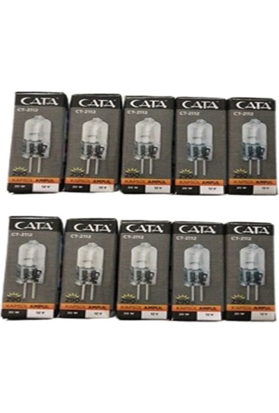 Cata CT-2112 12V 20W G4 Günışığı Kapsül Halojen Ampul 10 Adet Cata CT-2112 12V 20W G4 Günışığı Kapsül Halojen Ampul 10 Adet