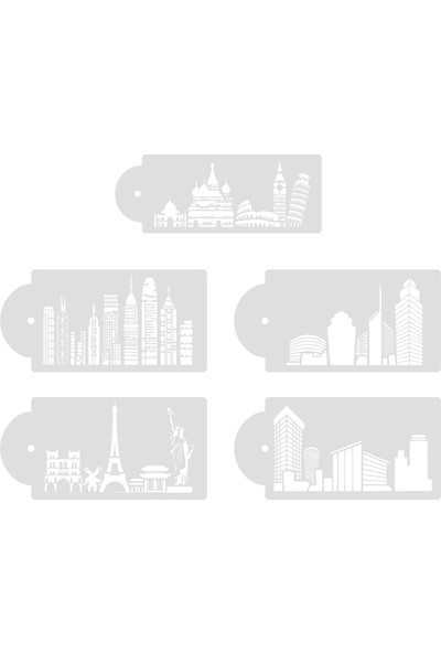 Eternal 5 Adet Kek Stencil Landmark Yapı Desen Pişirme Araçları (Yurt Dışından)