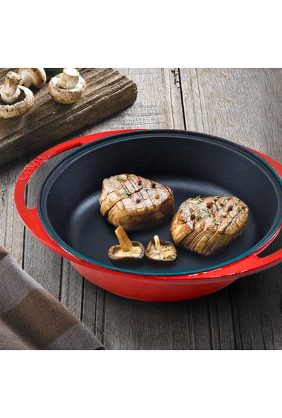 Lava 27 cm Kapaksız Döküm Tajin Tencere Kırmızı