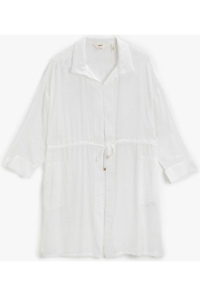 Koton Kadın Beli Bağlamalı Kimono Gömlek Yaka