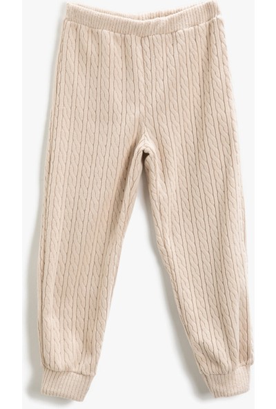 Koton Kız Çocuk Dokulu Örme Jogger Eşofman Altı