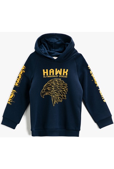 Koton Baskılı Kapşonlu Sweatshirt Uzun Kollu