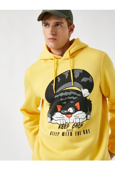 Koton Kedi Baskılı Kapşonlu Sweatshirt Koton Kedi Baskılı Kapşonlu Sweatshirt