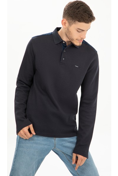 Corazzo Omuz Baskılı Polo Yaka Sweetshirt