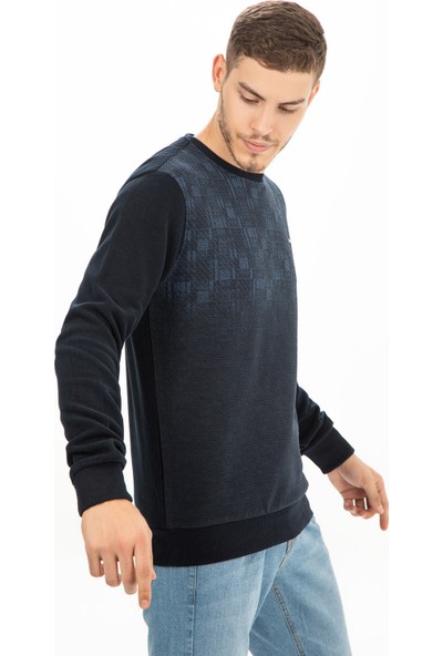 Corazzo Bisiklet Yaka Desenli Selanik Sweetshirt