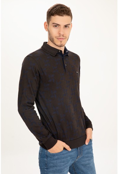 Corazzo Polo Yaka Selanik Desenli Sweetsirt