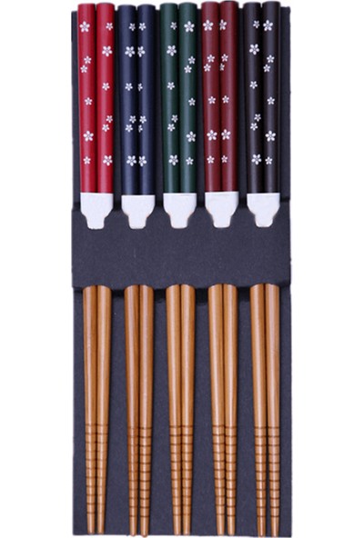 Eternal 5 Çift Vintage Ahşap Yemek Çubukları (Yurt Dışından)