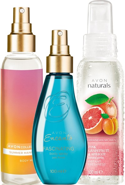 Avon Collections Summer Mania Encanto Fascinating ve Greyfurt ve Kayısı Kolkulu Vücut Spreyi Paketi Avon Collections Summer Mania Encanto Fascinating ve Greyfurt ve Kayısı Kolkulu Vücut Spreyi Paketi