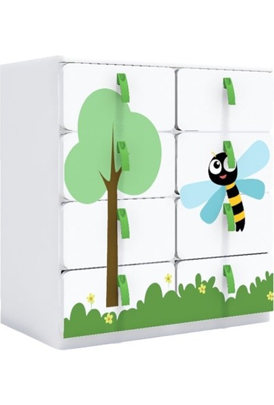 Woody Life 8 Çekmeceli Çocuk Odası Anaokulu Kreş Dolap Ilkbahar Temalı Woody Life 8 Çekmeceli Çocuk Odası Anaokulu Kreş Dolap Ilkbahar Temalı