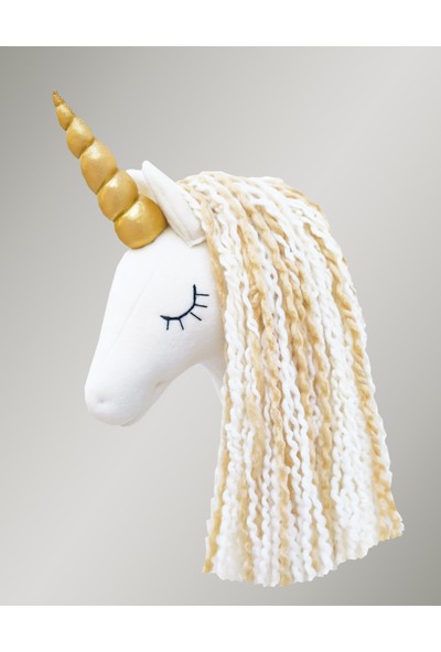Little And More Unicorn Büst Duvar Dekoru - Ekru