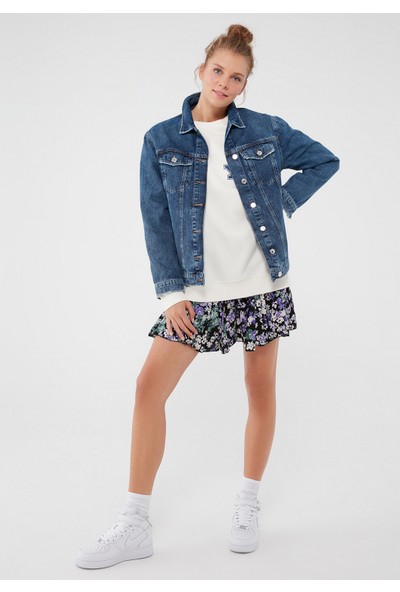Mavi Kadın Çiçek Baskılı Siyah Şort 1461835028 Mavi Kadın Çiçek Baskılı Siyah Şort 1461835028