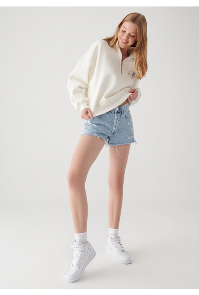 Mavi Ruby Icon Mavi Yırtıklı Denim Şort Mavi Ruby Icon Mavi Yırtıklı Denim Şort