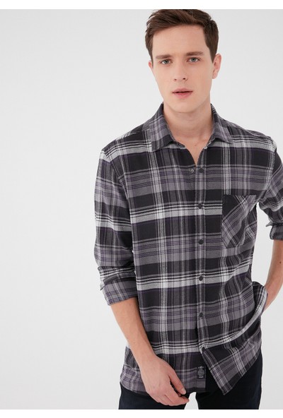 Mavi Erkek Kareli Gri Gömlek 0210011-80029