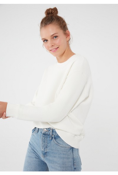 Mavi Bisiklet Yaka Bej Sweatshirt