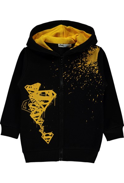 Superman Erkek Çocuk Kapüşonlu Hırka 2-5 Yaş Siyah