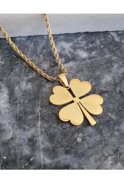 bioaksesuar Kadın Altın Kaplama Yonca Şans Kolyesi bioaksesuar Kadın Altın Kaplama Yonca Şans Kolyesi