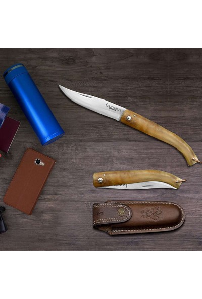Lazbisa El Yapımı Kamp Bıçağı Kemik Sap Çakı Outdoor Kılıf Hediyeli