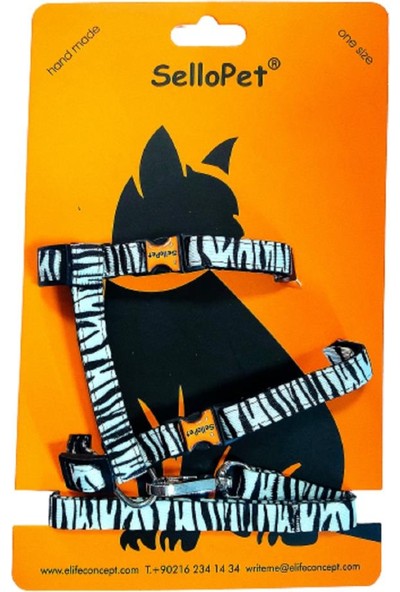 SelloPet Yumuşak Kedi Göğüs Tasması Gezdirme Beyaz Leopar Desenli